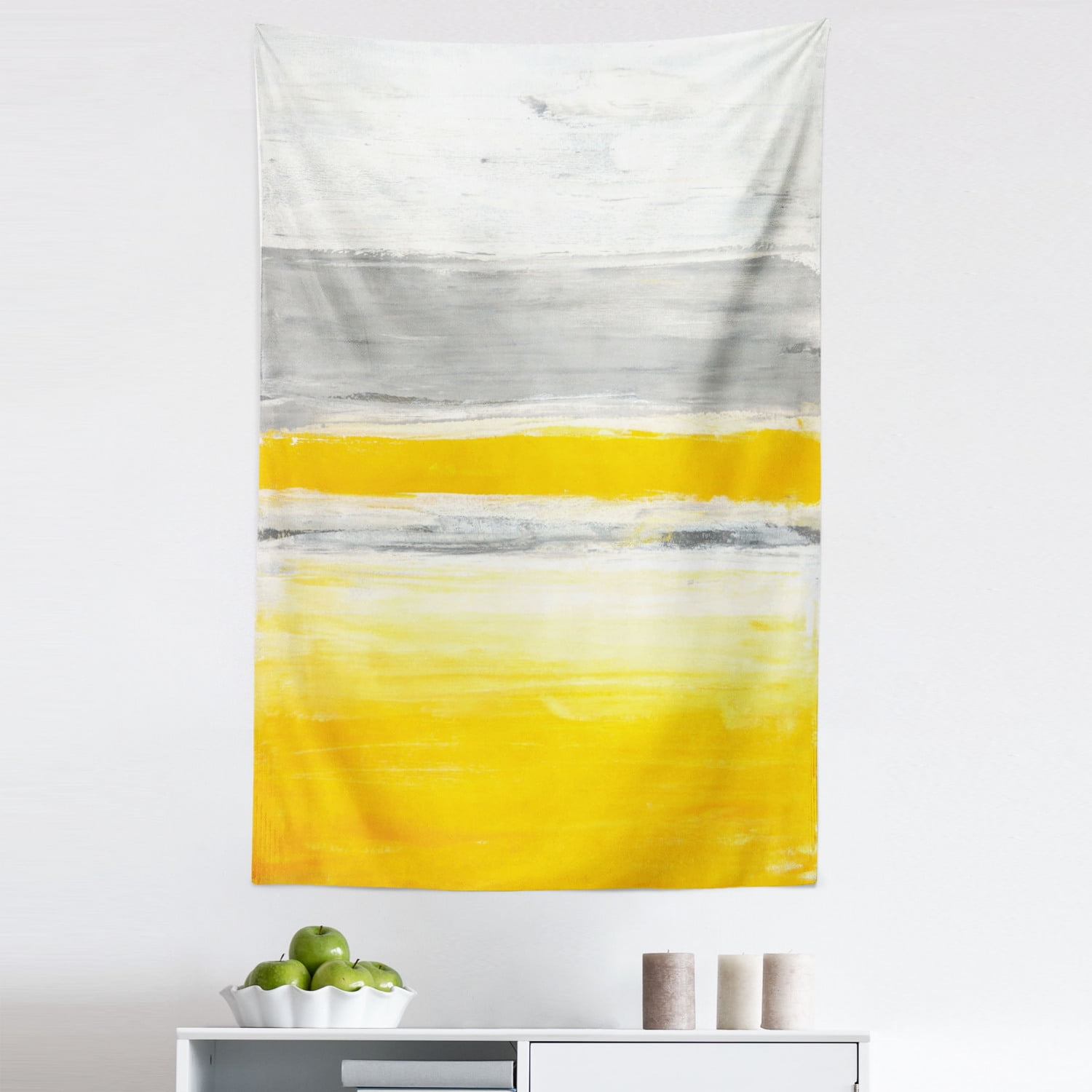 Yellow Tapestry, Watercolor Style Bicolor Abstract Art Design with ...
