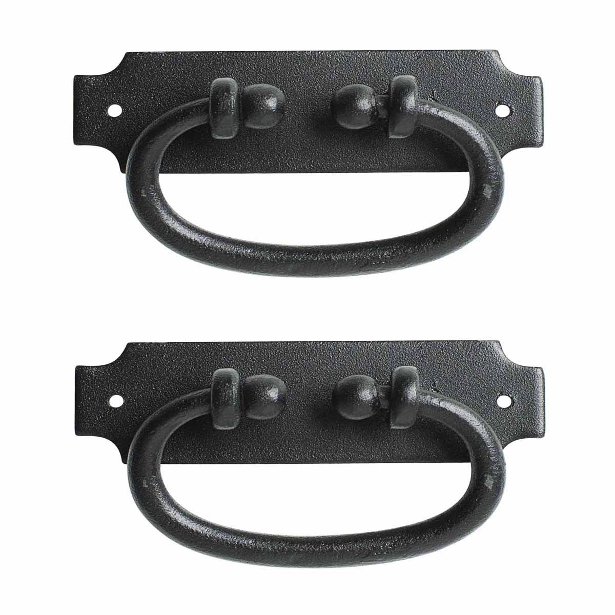 Black Wrought Iron Cabinet Pulls Antique Hepplewhite Handles 5.25" W ...