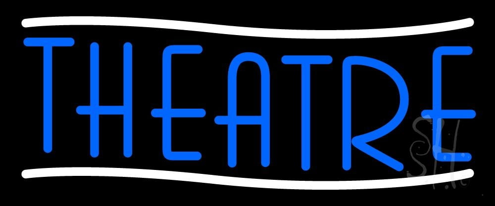 Blue Theatre LED Neon Sign 10" Tall x 24" Wide - inches Black Square ...