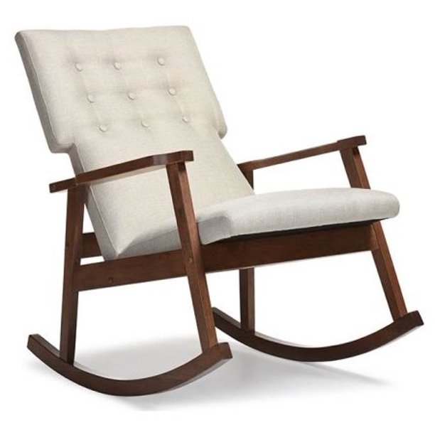 Baxton Studio Agatha Mid-Century Modern Light Beige Fabric Upholstered ...