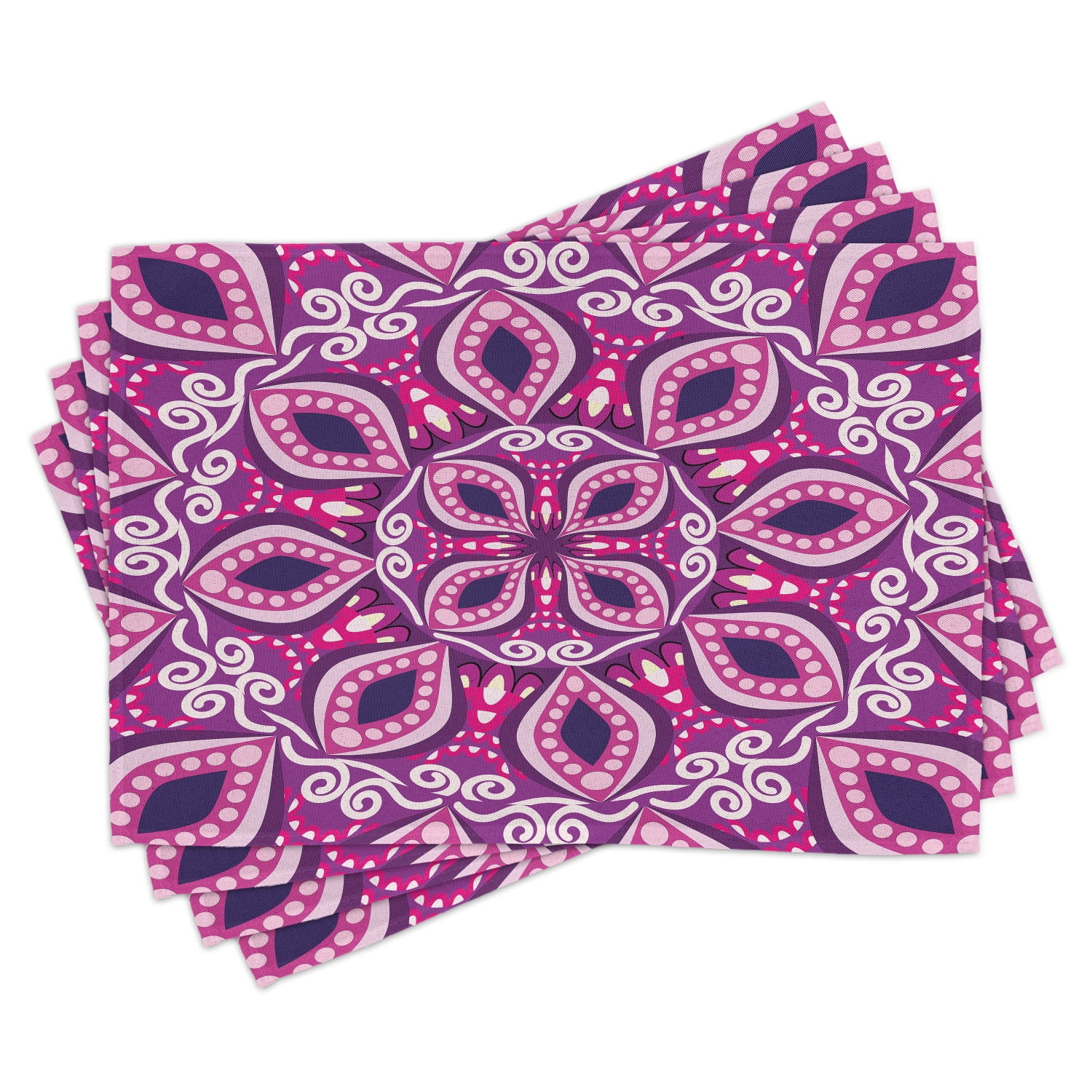 Ambesonne Floral Place Mats Set of 4, Lace Trippy Flowers Leaf ...