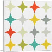 ARTCANVAS Mid-Century Modern A Window of Shapes Canvas Art Print - Size: 18" x 18" (1.50" Deep ...