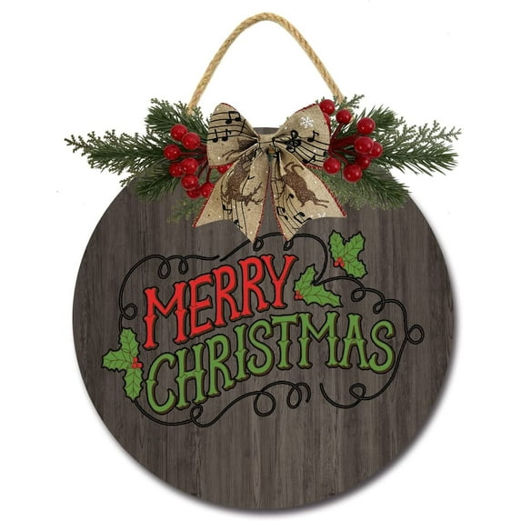 Eveokoki 11" Christmas Wreaths for Front Door, Christmas Wooden Sign ...