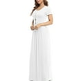 Asklazy Womens Short Sleeve Loose Plain Maxi Dresses Casual Long