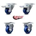 3.5 Inch Solid Polyurethane Swivel Top Plate Caster Set 2 Lock Brake 2 ...
