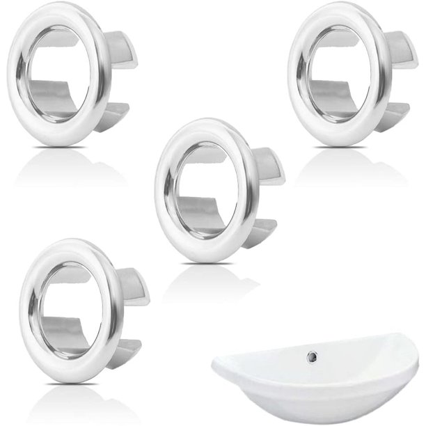 4 Pieces Sink Overflow Ring, Round Hole Sink Trim, Sink Overflow Ring Overflow Cover, Sink ...