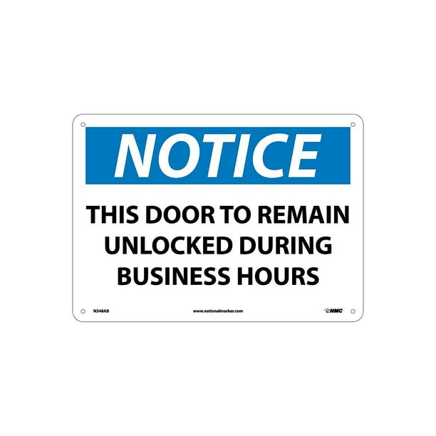 Door Must Remain Unlocked Sign