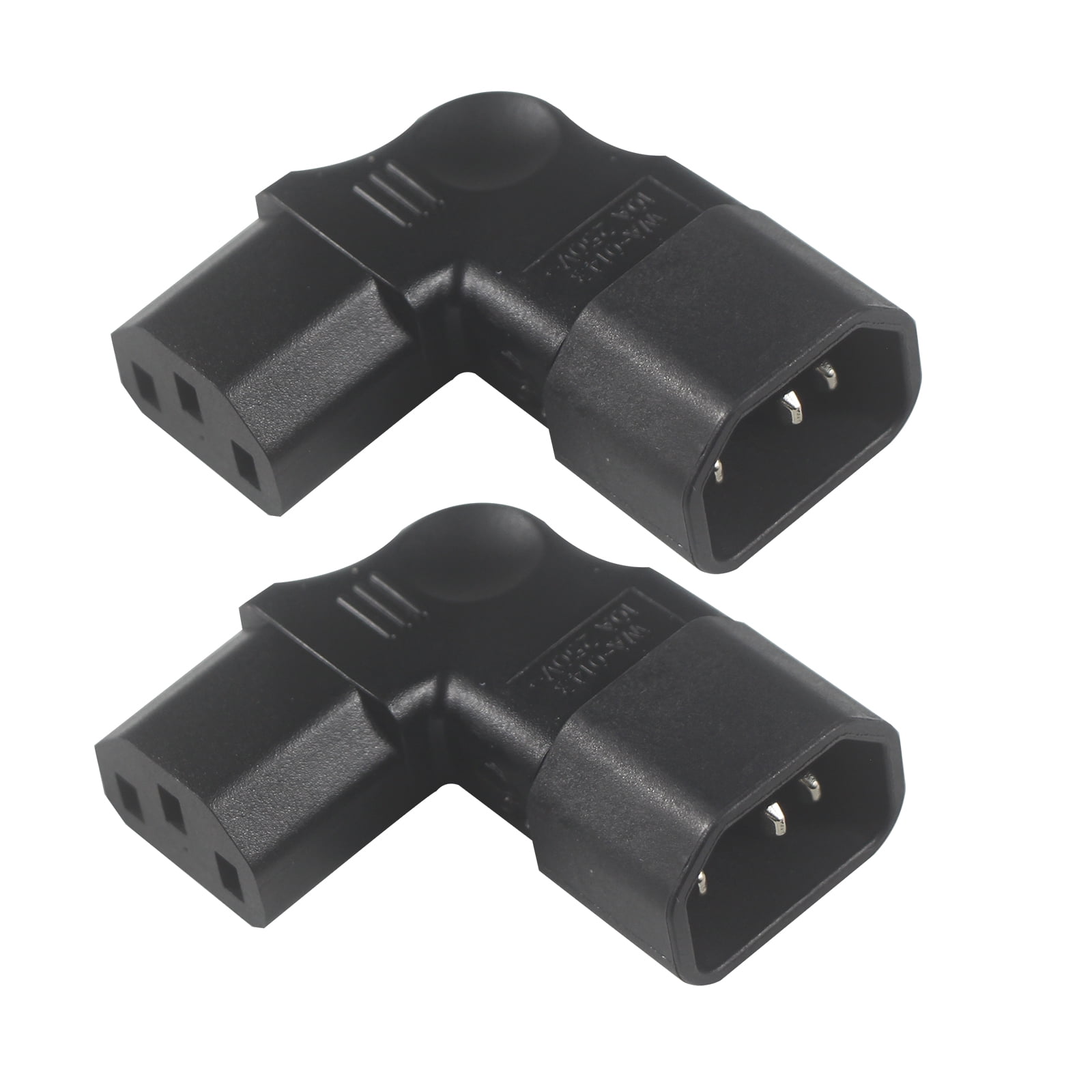 KUNCAN - 100-Pcs Left/Right Angle IEC Adapter, C13 to C14 Adapter, 90 Degree Plug Adapter, 10A ...