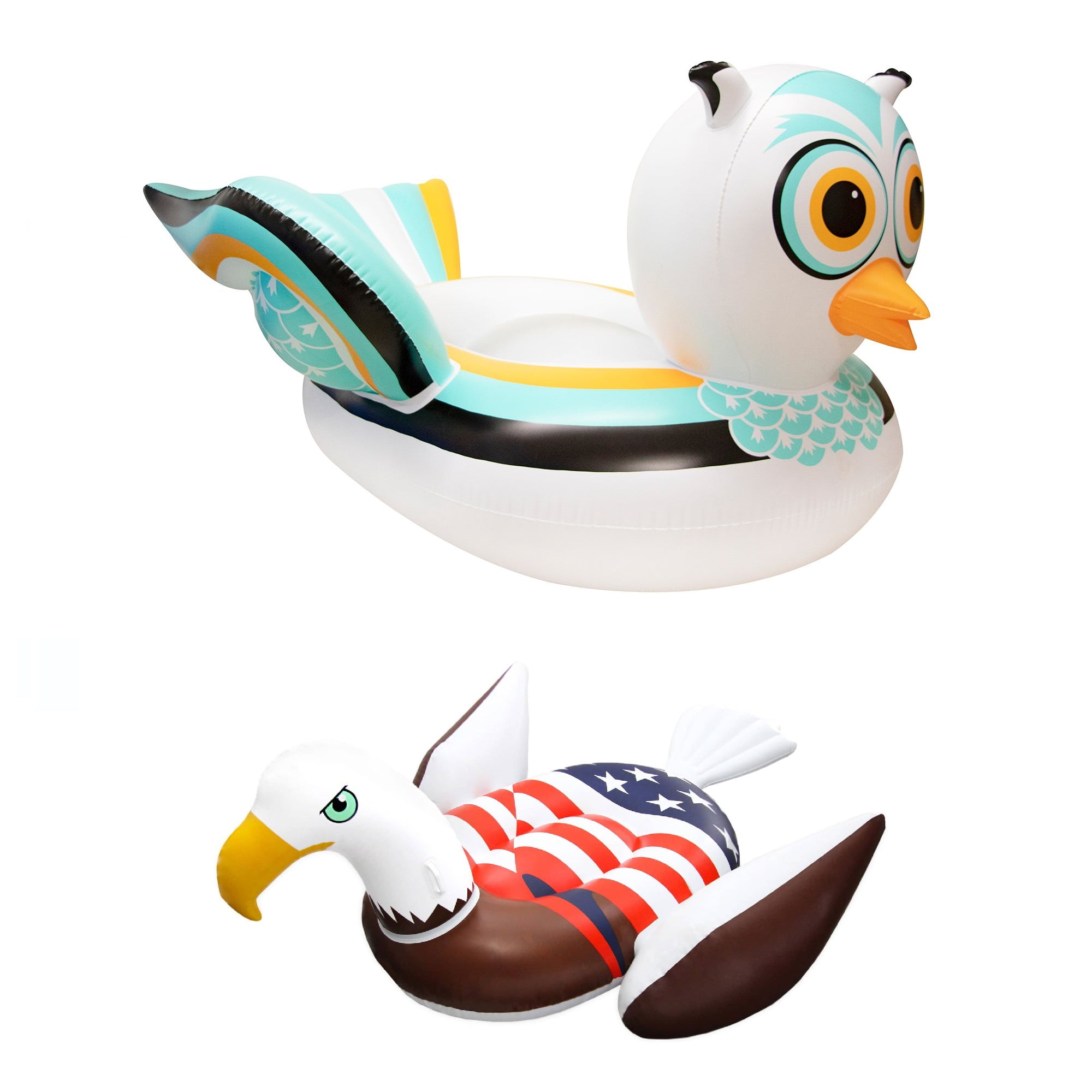 Swimline Giant Inflatable Ride-On Owl Float & Giant Inflatable Bald ...