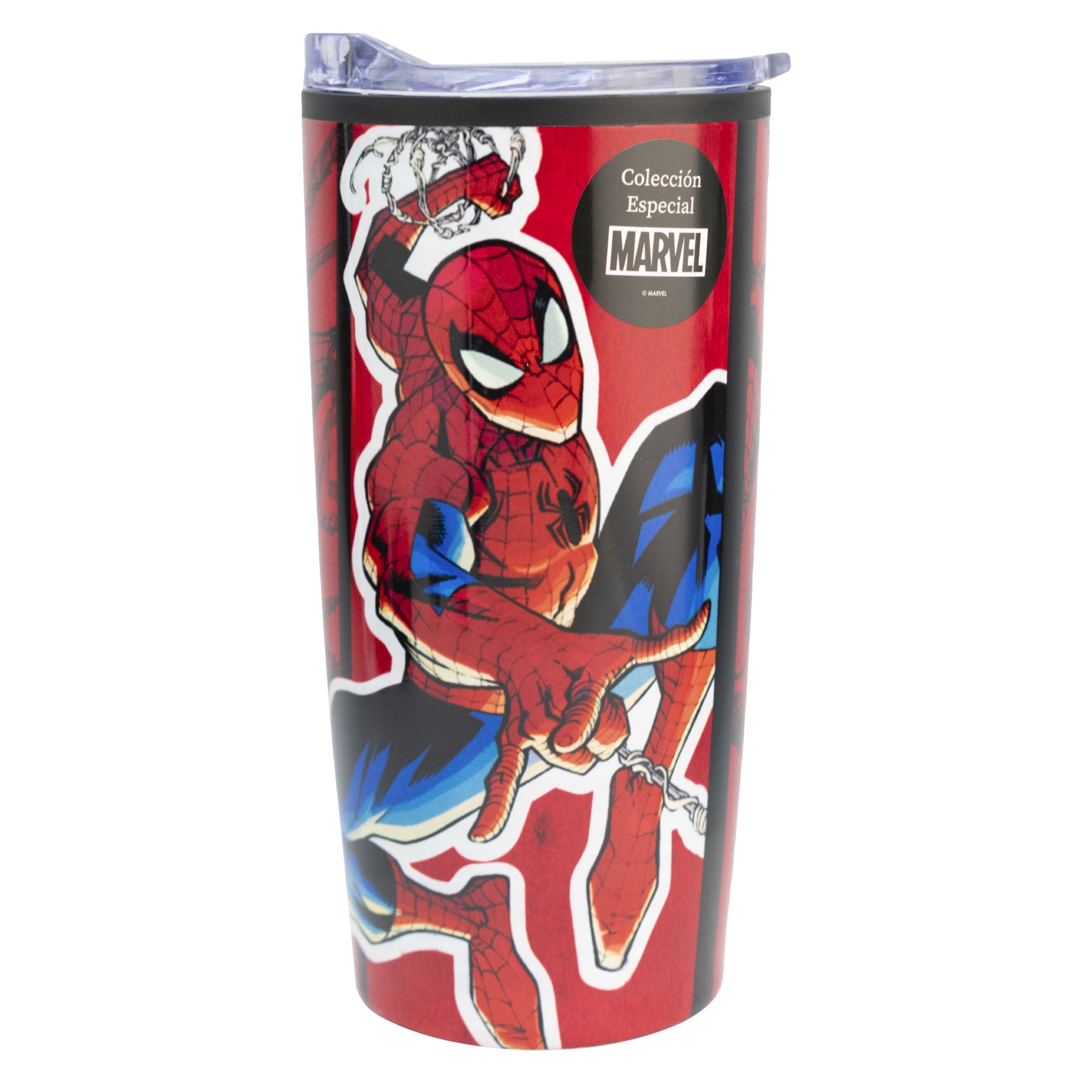 Termo Doble Pared con Tapa Deslizable Transparente con Diseño Spider ...