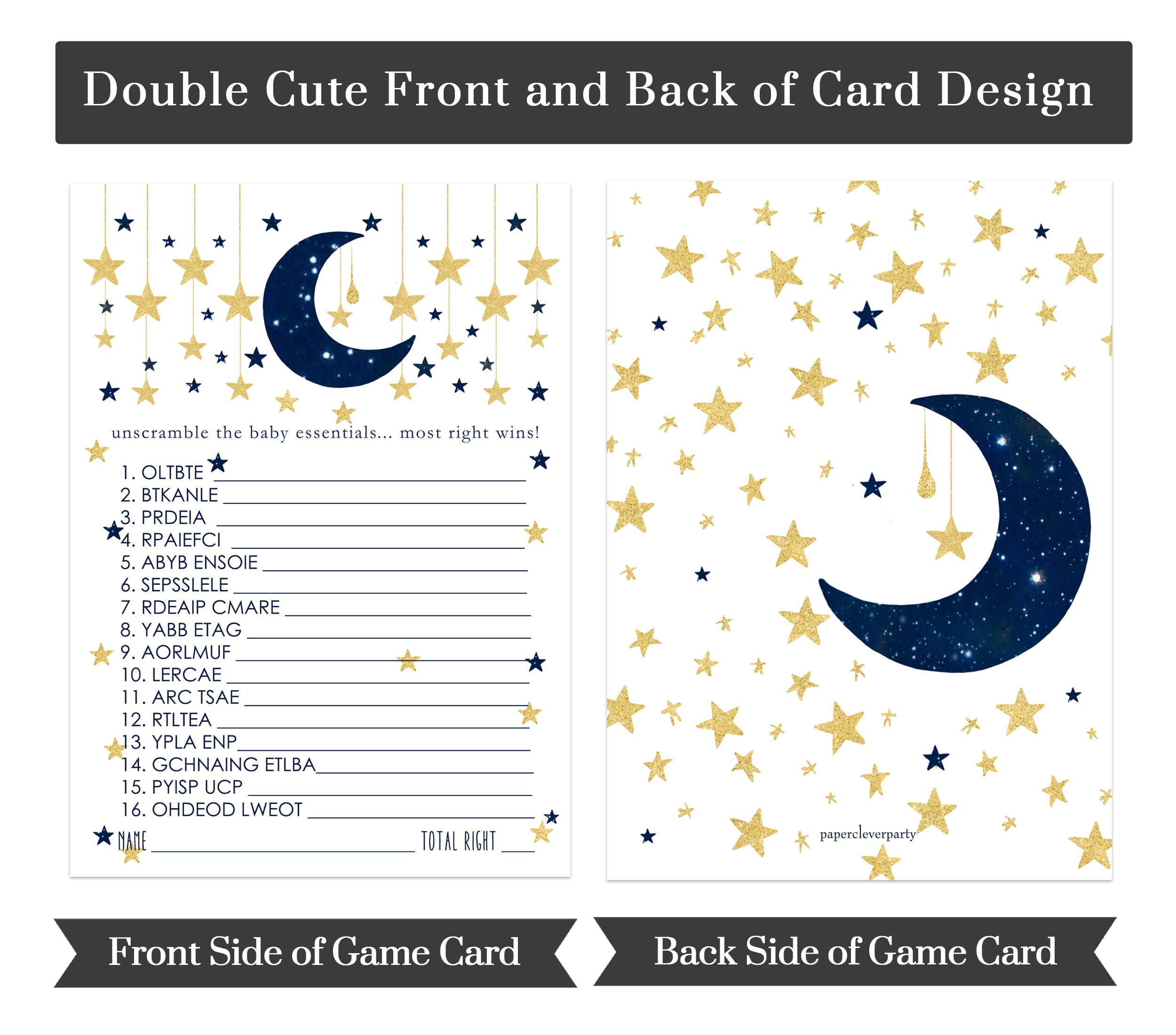 Twinkle Little Star Baby Shower Word Scramble Game 25 Pack Unscramble ...