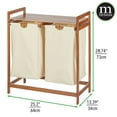 mDesign Bamboo Bathroom Freestanding Double Laundry Basket Hamper ...