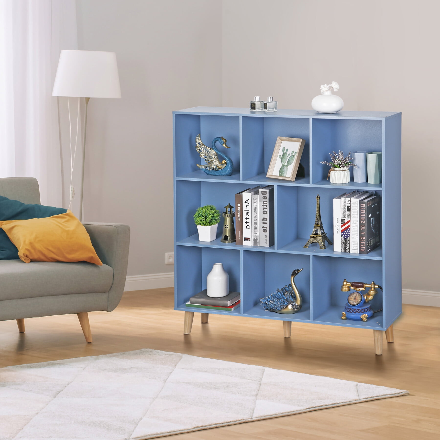 HomGarden 3-Tier 8 Cube Storage Organizer 3-Shelves Wood Open Shelf ...