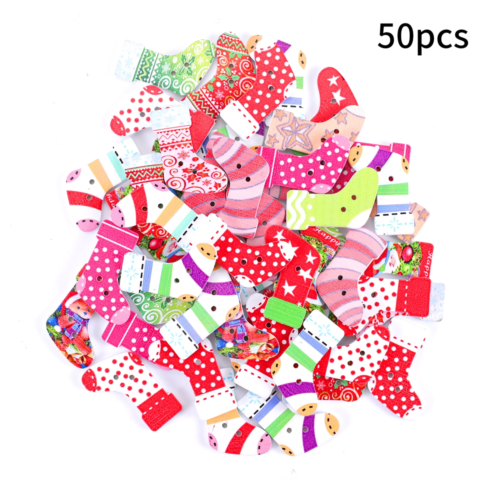 50pcs/Pack Painted Wooden Buttons Wooden Buttons Colorful Mixed ...