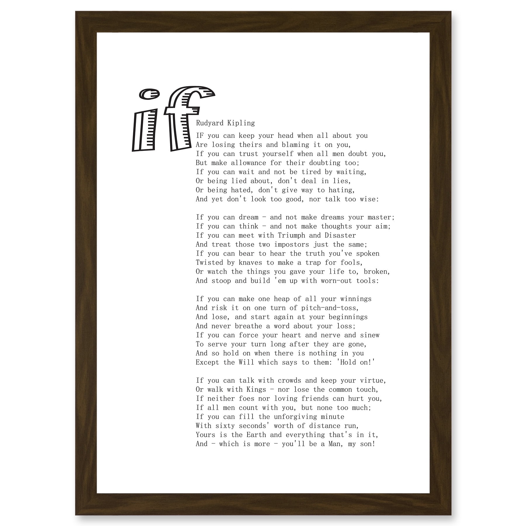 Quote Rudyard Kipling If Poetry Poem Artwork Framed Wall Art Print A4 ...