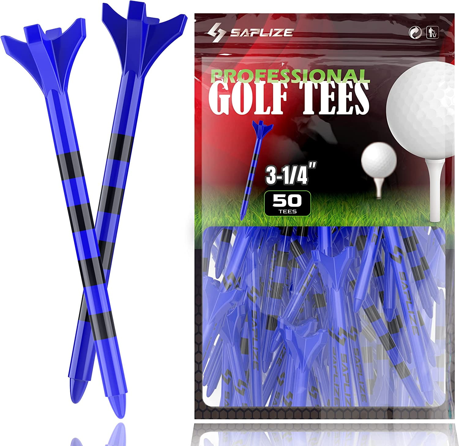 SAPLIZE Plastic Golf Tees Pack of 50 3-1/4 inches Reduces Friction ...