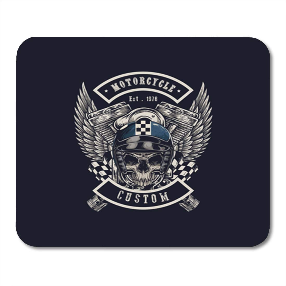 KDAGR Vintage Motorcycle Monochrome Skull Engines and Wing in Helmet ...