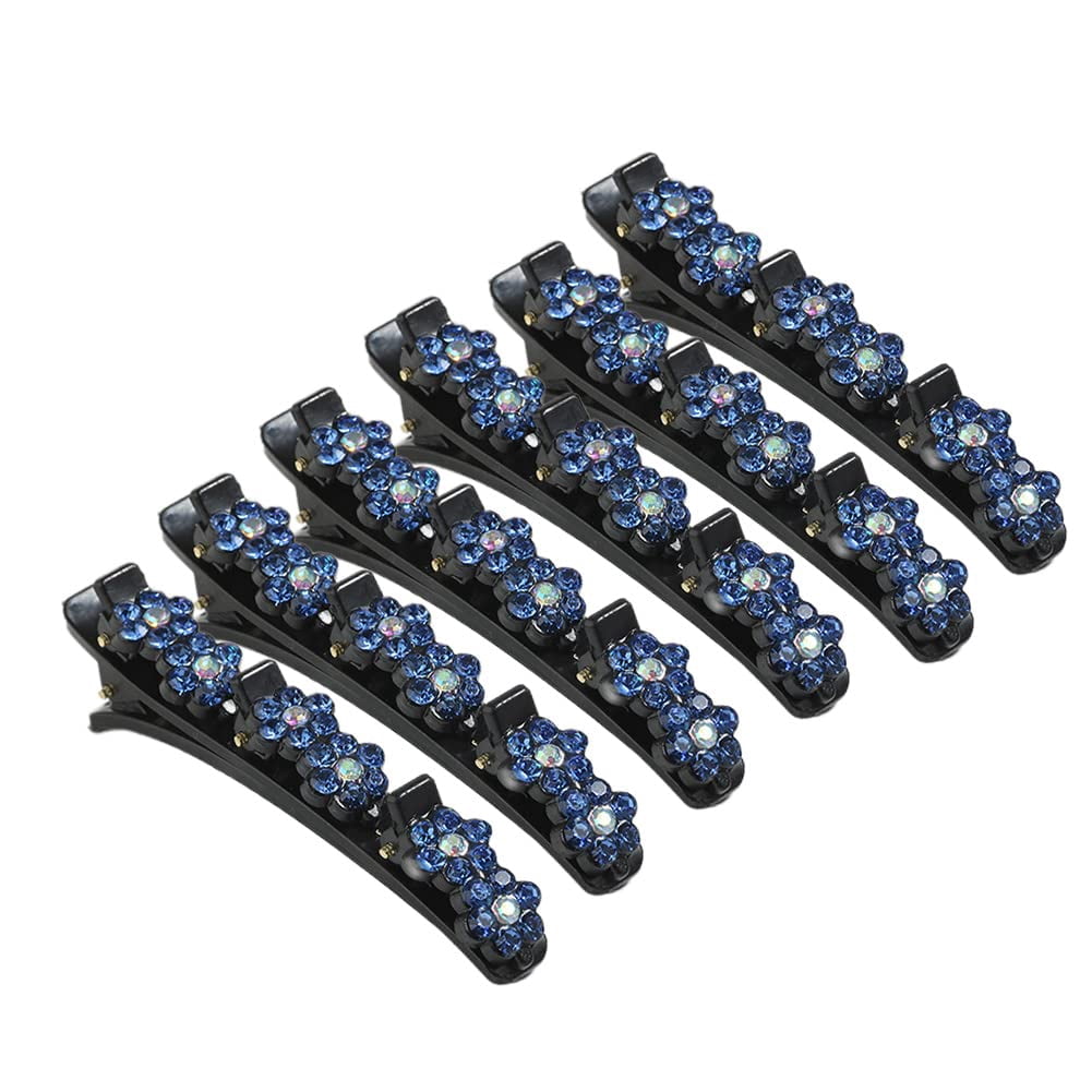 6pcs Sparkling Crystal Floral Hair Clips, Braided Hair Clip with 3 ...