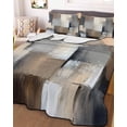 Abstract Plaid Quilts Bedding Set King Size Brown Mottled Color Block ...