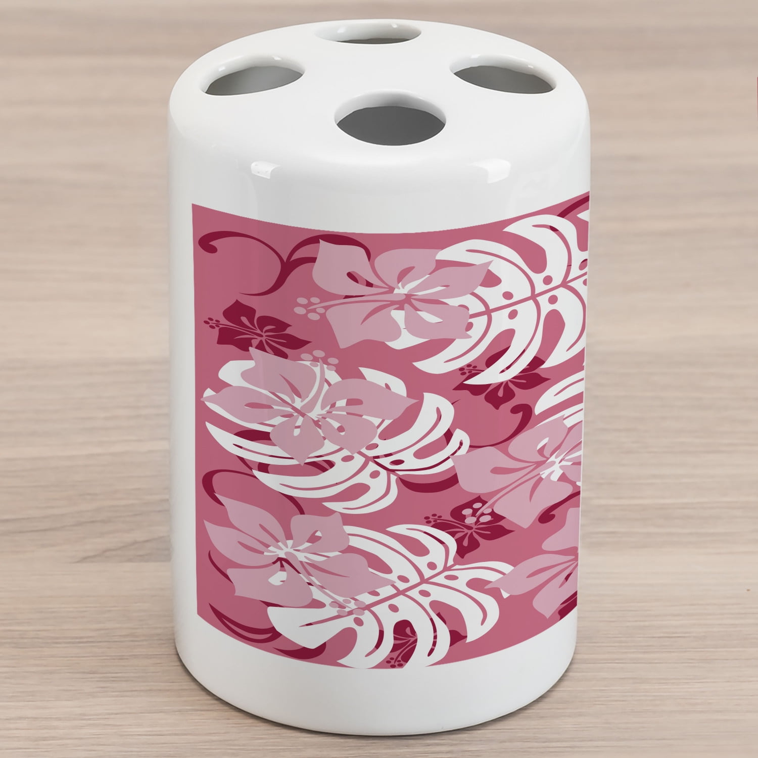 Luau Ceramic Toothbrush Holder, Hibiscus Flower Monstera Leaves ...