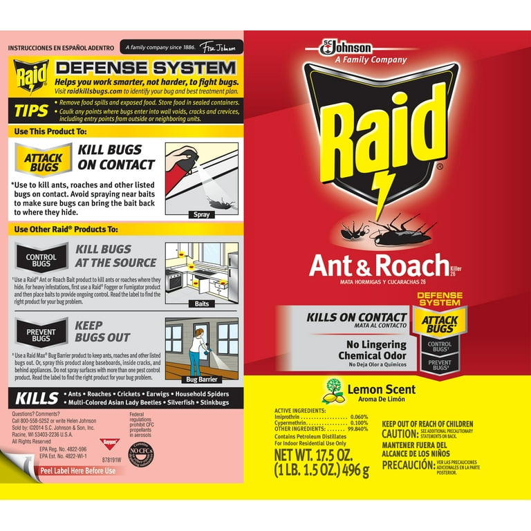 Raid Pesticide Label