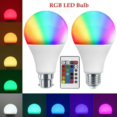 RGB Color Changing Light Bulb,B22 E27 16 Color Controlled Remote ...
