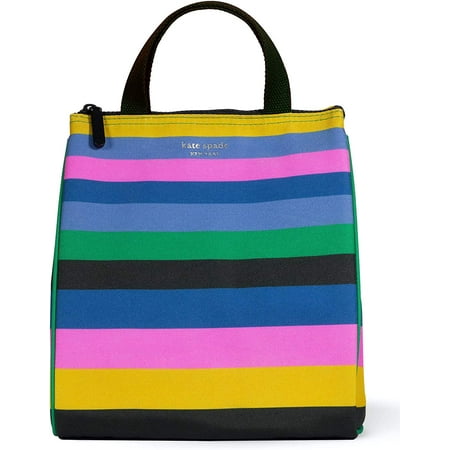 Kate Spade New York Portable Soft Cooler Lunch Bag with Silver Insulated Interior Lining and ...