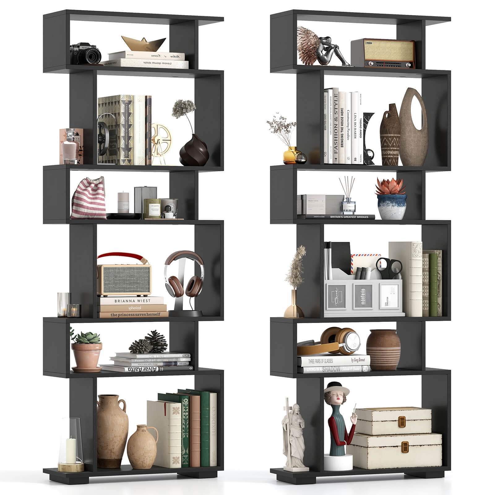 Click here for Costway 2 Pcs Bookcase 6-Tier Bookshelf With Anti-... prices