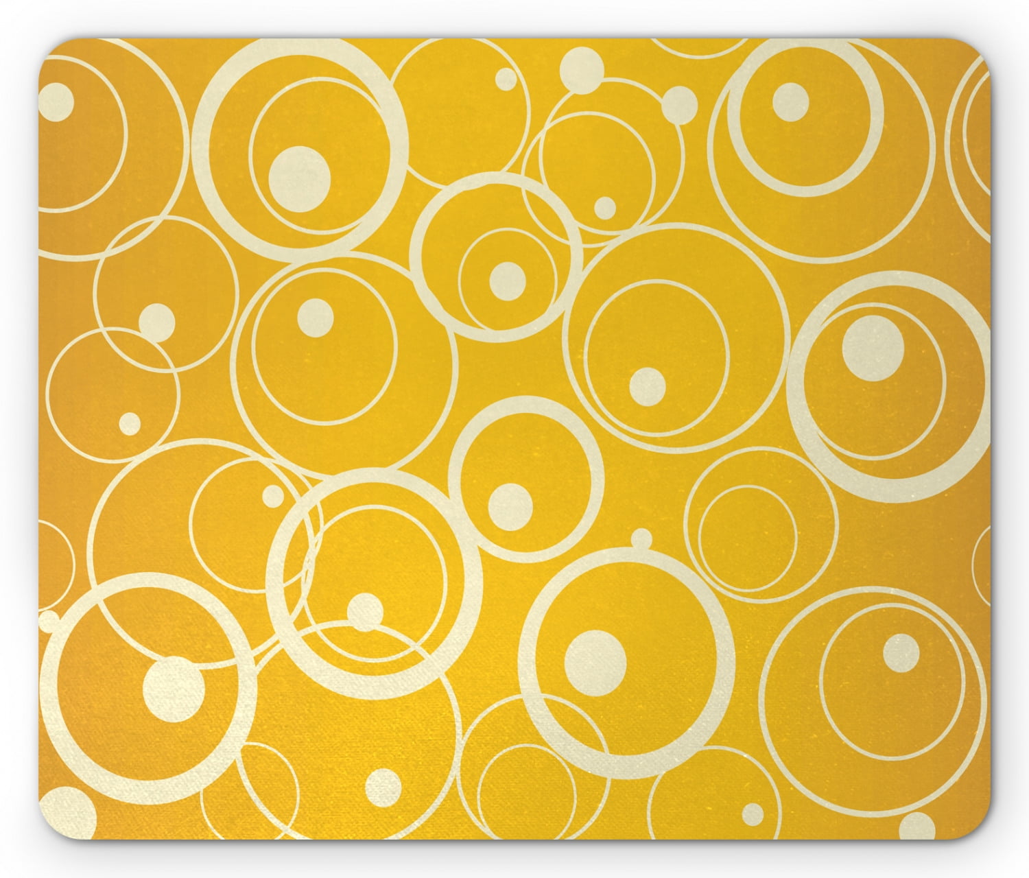 Vintage Yellow Mouse Pad, Circles and Dots Monotone Geometric Shapes ...