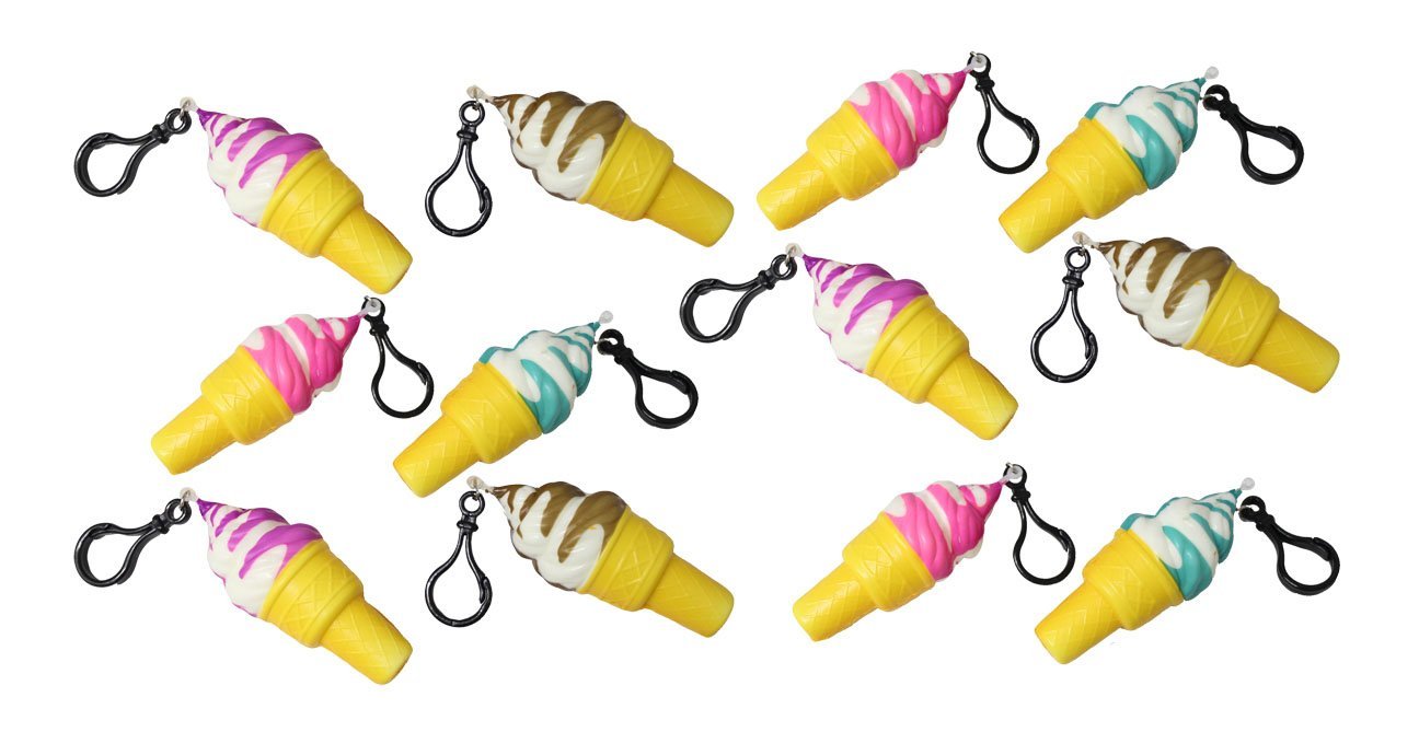 BULK - 12 MINI Ice Cream Cone Squishy Slow Rise Sweet Treat with Clips ...