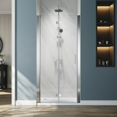 Sunny Shower Frameless Bifold Pivot Door, Matte Black, 3/16'' Glass, 32 in.W x 72 in.H - Walmart.com