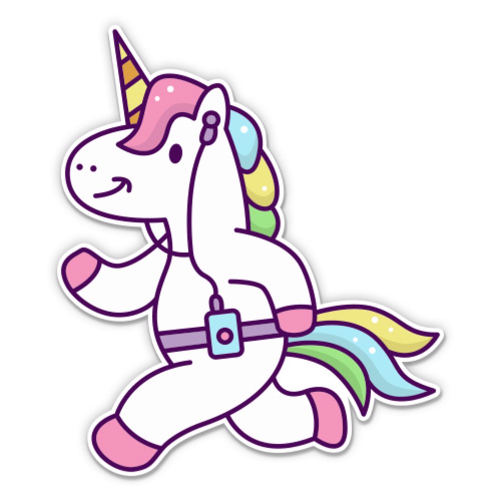GT Graphics - Unicorn Running Exercising Cute - 12" Vinyl Sticker ...