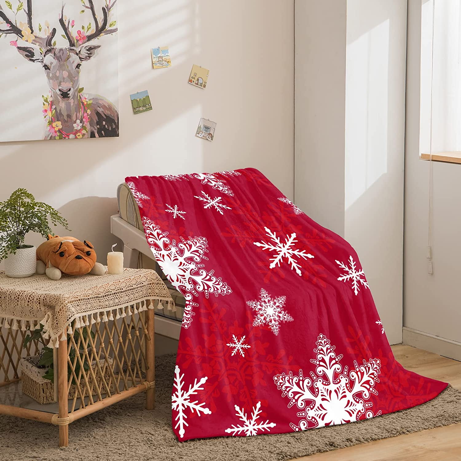 Newhomestyle Christmas Blanket Christmas Throw Blanket White Snowflake ...