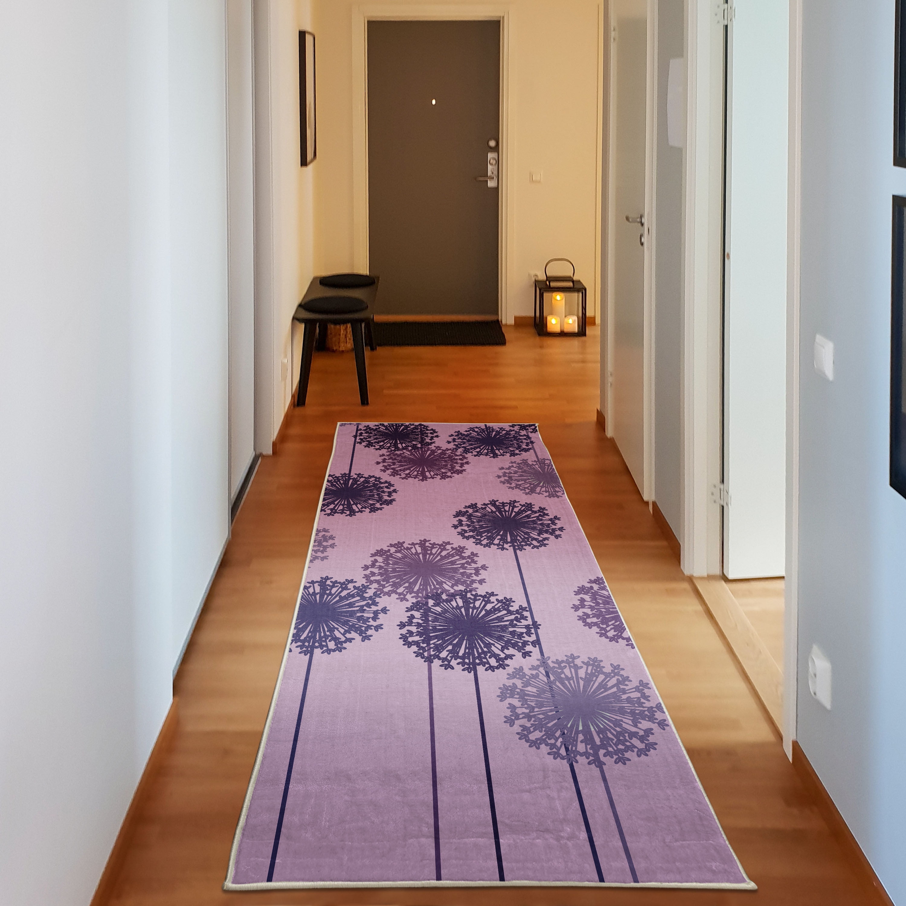 Dandelion Decorative Rug, Abstract Wildflower Silhouettes Botanical ...