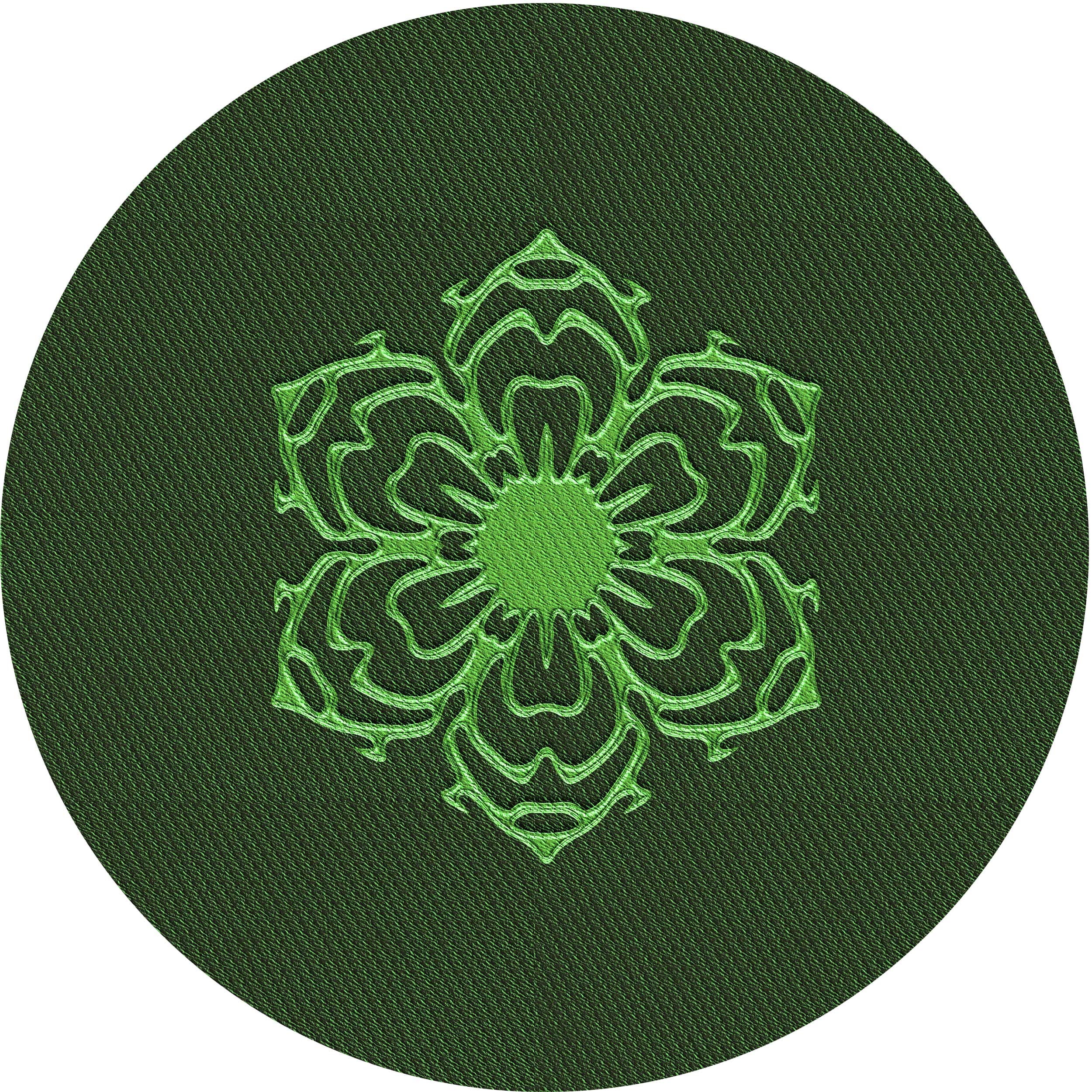 Ahgly Company Indoor Round Patterned Dark Forest Green Area Rugs, 6 ...