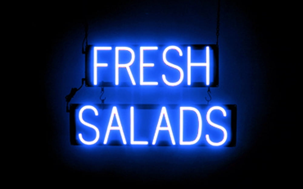 SpellBrite FRESH SALADS LED Sign for Business. 24.1" x 15.0" Blue FRESH ...