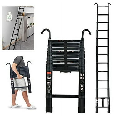 Telescoping Ladder 20FT Extension Ladder with 2 Detachable Hooks ...