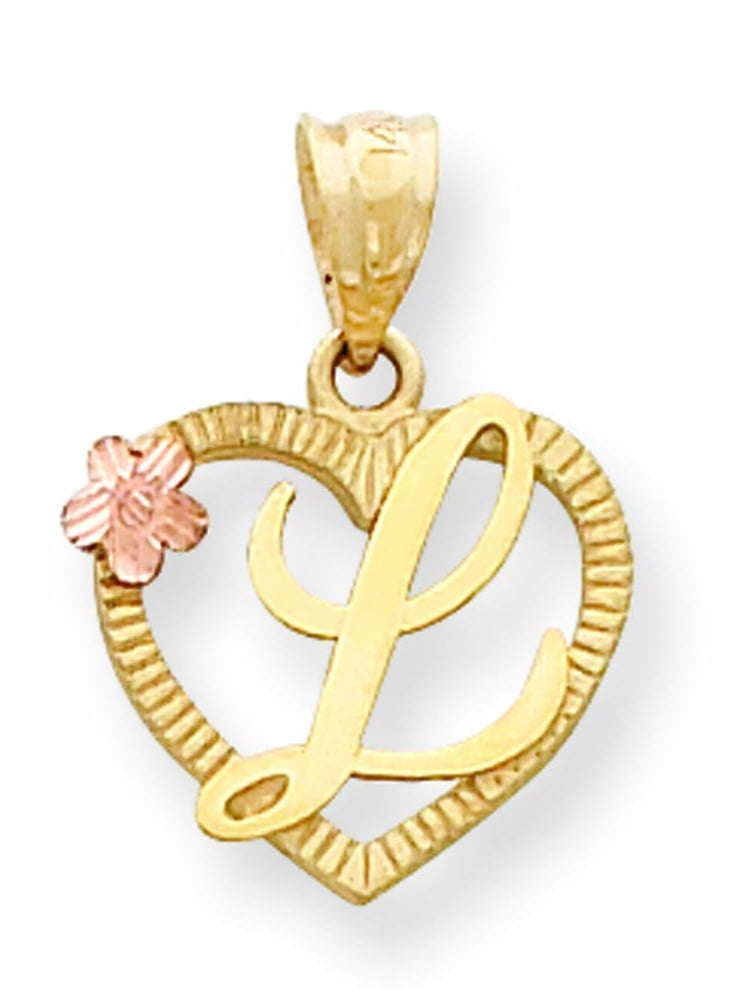 14K Two Tone Gold Initial Letter L Heart Charm Jewelry - Walmart.com