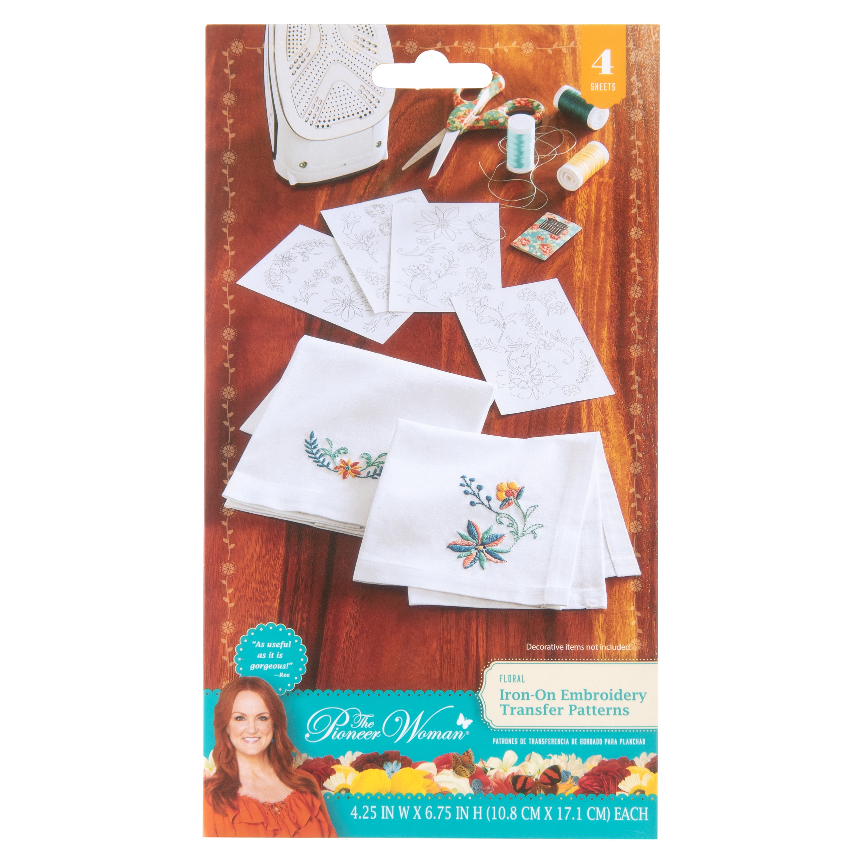 The Pioneer Woman Floral Iron-on Embroidery Transfer Patterns - Walmart.com