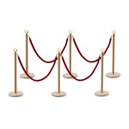 Costway 6Pcs Stanchion Posts Queue Pole Retractable Red Belt Crowd ...