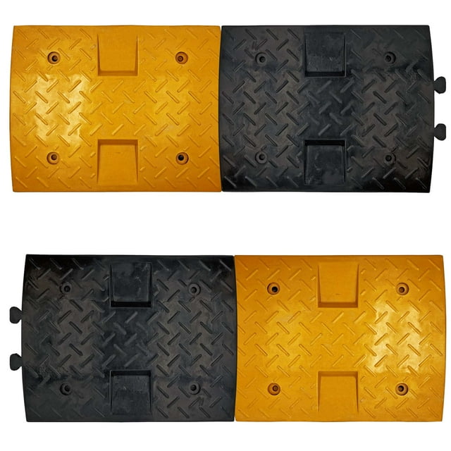 Modular Rubber Speed Humps - Center Sections - 2 Black, 2 Yellow ( 4 ...