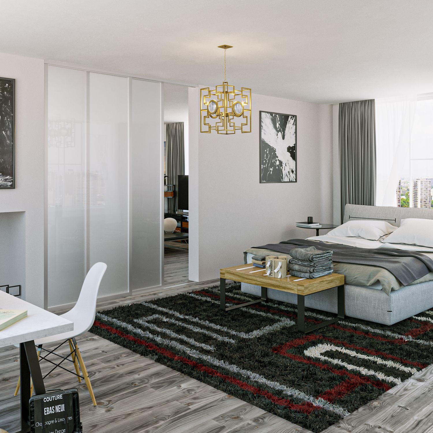 2 Panel Room Dividers Glass Doors 48 x 80 Inches ( 2-24" Panels ...