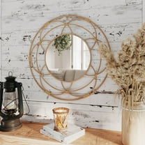 Soleil Tan Bamboo Round Boho Wall Mirror - Walmart.com