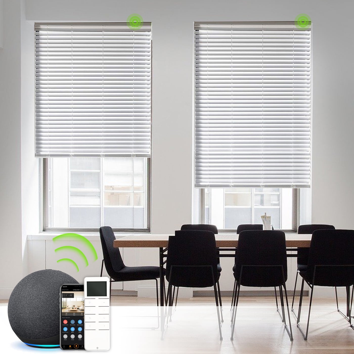 Yoolax Motorized Aluminum Venetian Blinds Electric Window Mini Blinds ...