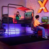 X Rocker Kids Gamer Mid-Sleeper Twin Gaming Bed with TV Mount and Metal ...