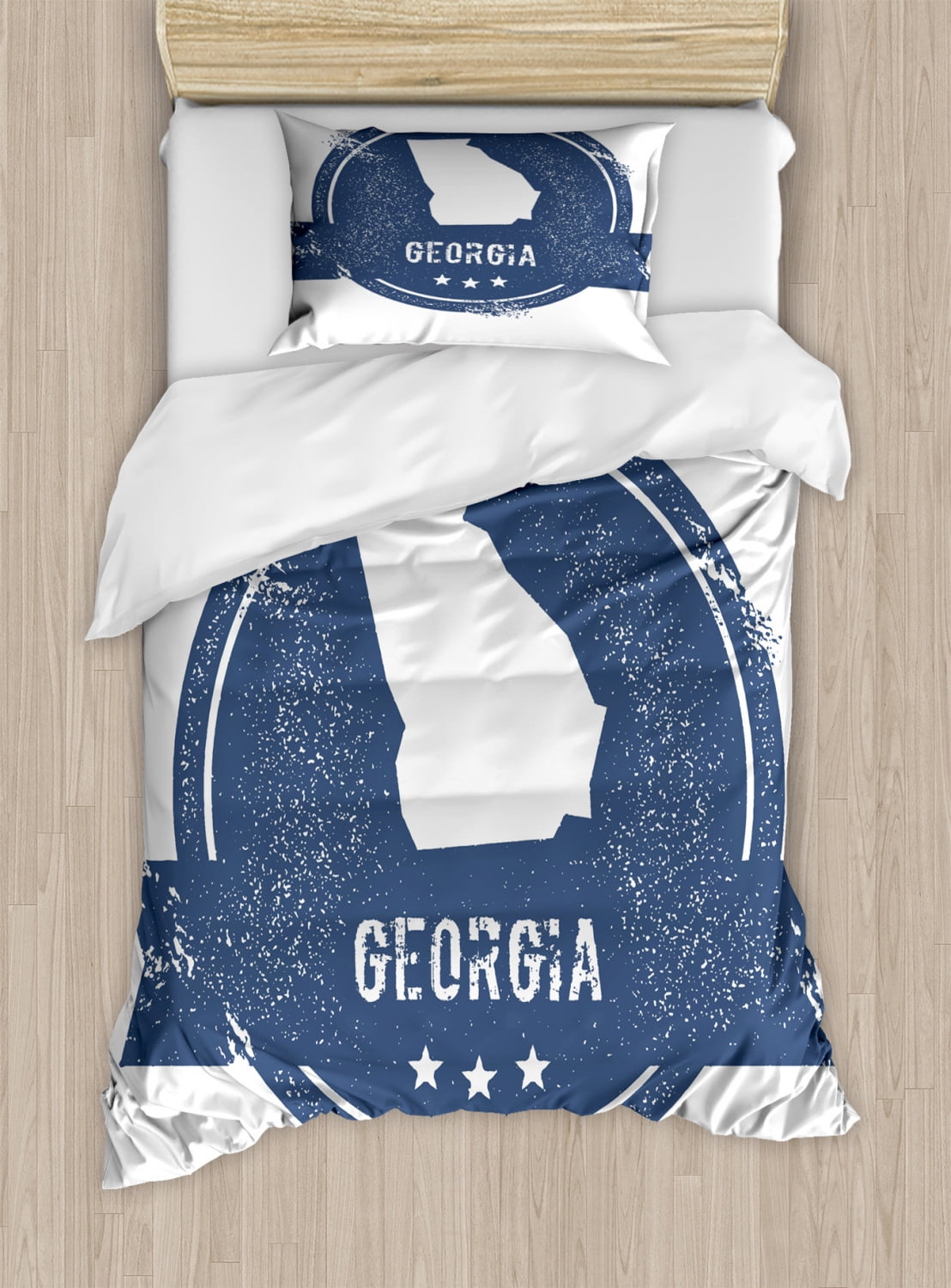 Georgia Duvet Cover Set Twin Size, Grungy Formation of Map Silhouette ...