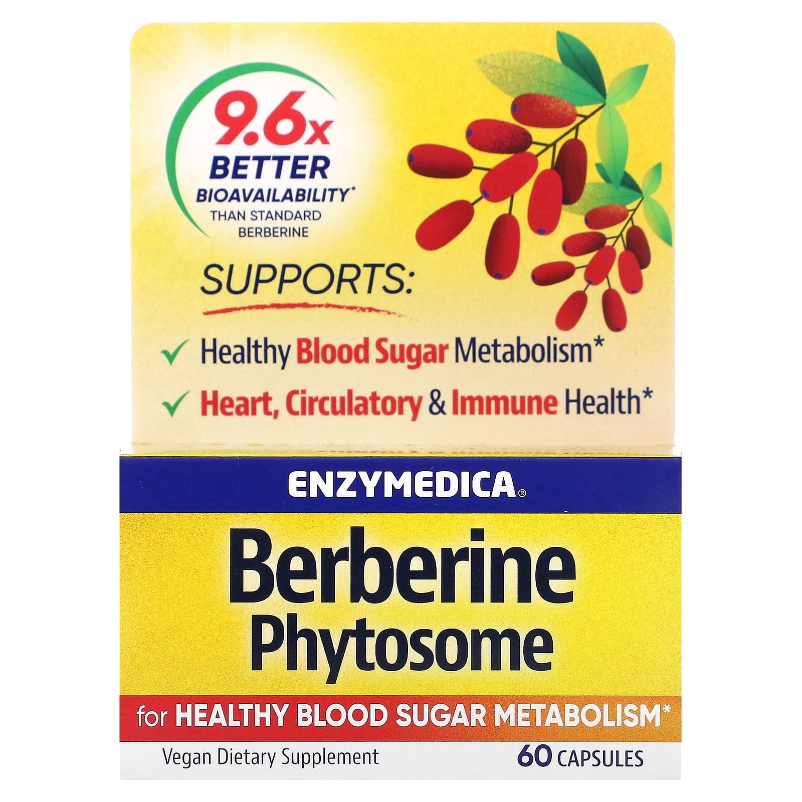Berberine Phytosome, 60 Capsules, Enzymedica - Walmart.com
