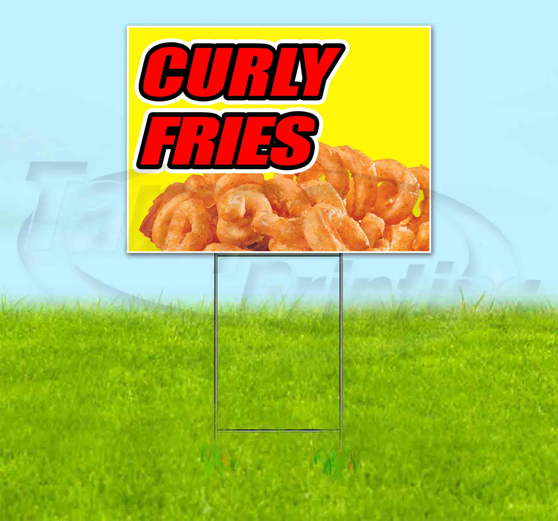 CURLY FRIES YELLOW BACKGROUND (18" x 24") Yard Sign, Quantity Discounts ...