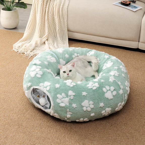 Cattasaurus Peekaboo Cat Cave Tunnel Bed for Cats up to 30 lbs (Pink ...