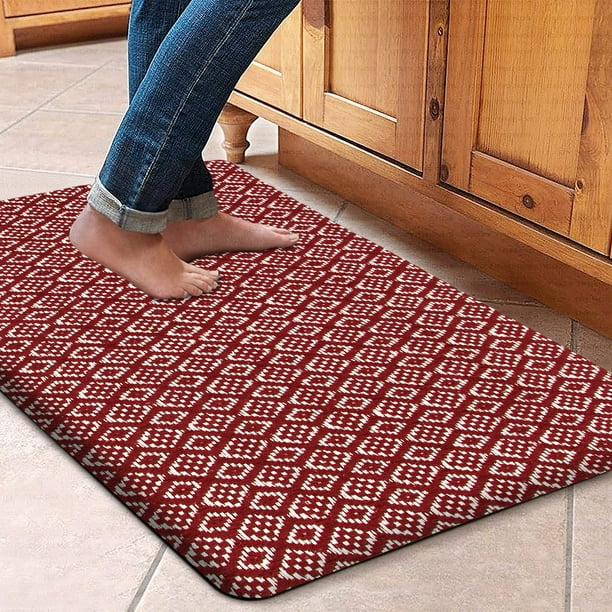 Kitchen Mat Rug Cushioned Anti-Fatigue Waterproof Cotton Woven Non-Slip ...